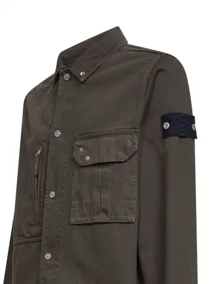 Stone Island Compass Patch Denim Shirt Jacket - Black