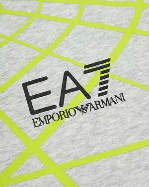 EA7 Logo Printed Round Collar T-shirt - Grey