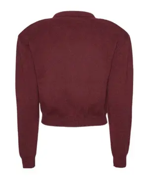 ROTATE BY BIRGER CHRISTENSEN Knit Cardigan With Metallic Logo Detail - Red