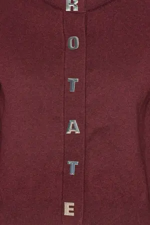 ROTATE BY BIRGER CHRISTENSEN Knit Cardigan With Metallic Logo Detail - Red