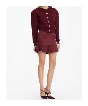 ROTATE BY BIRGER CHRISTENSEN Knit Cardigan With Metallic Logo Detail - Red