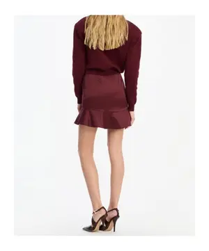 ROTATE BY BIRGER CHRISTENSEN Knit Cardigan With Metallic Logo Detail - Red