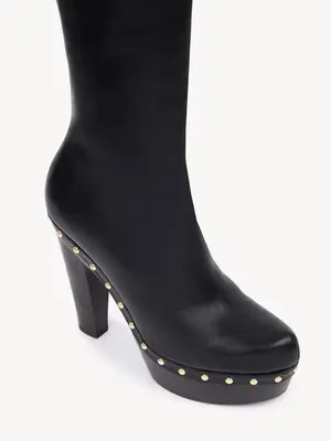Chloé Lola Over-the-knee Boots With Wooden Platform - Black