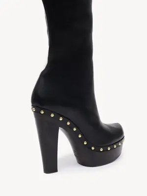 Chloé Lola Over-the-knee Boots With Wooden Platform - Black