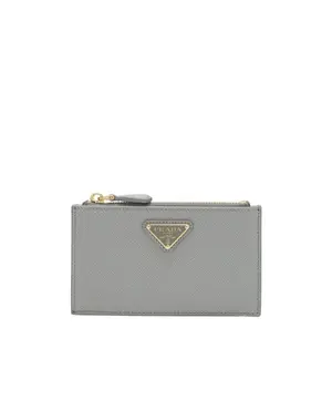 Prada Saffiano Zipped Cardholder - Gray