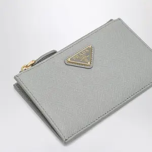 Prada Saffiano Zipped Cardholder - Gray