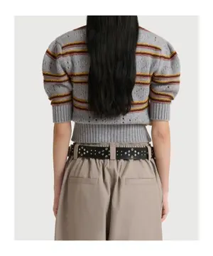 Marni Striped Openwork Knit Jumper - Gray