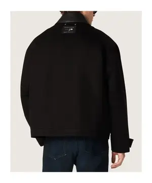 GOLDEN GOOSE Long Sleeve Bomber Jacket With Leather Collar - Black