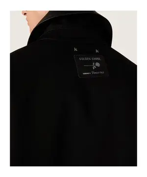GOLDEN GOOSE Long Sleeve Bomber Jacket With Leather Collar - Black