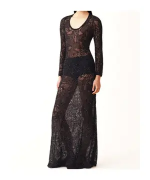 Fabiana Filippi Lurex Crochet Knit Maxi Dress - Midnight Blue
