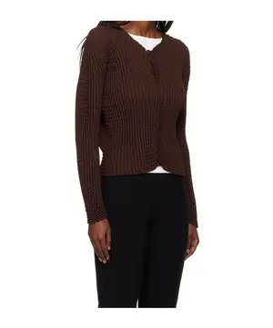Issey Miyake Long-sleeved Button-down Knitwear - Black