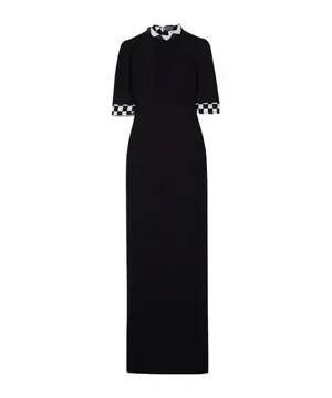 Emilio Pucci Short-sleeved Gown With Checked Trim