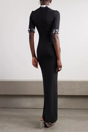 Emilio Pucci Short-sleeved Gown With Checked Trim