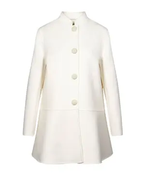 Valentino Garavani High-collar Button Wool Coat - Ivory