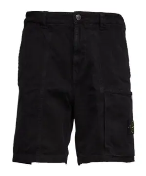 Stone Island Logo Detailed Cargo Shorts - Black