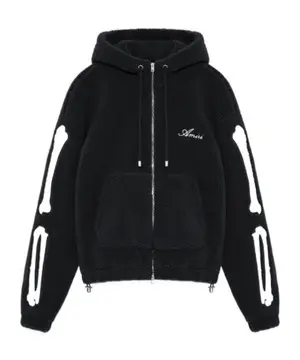 Amiri Bones Fleece Zip-up Hoodie - Black
