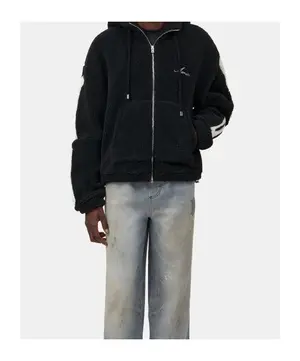 Amiri Bones Fleece Zip-up Hoodie - Black