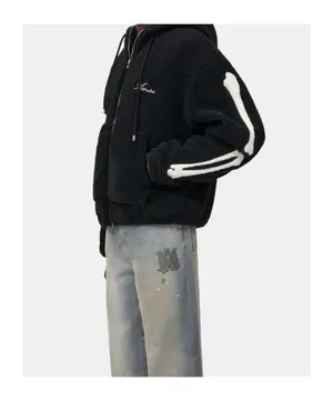 Amiri Bones Fleece Zip-up Hoodie - Black