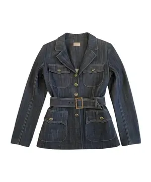 Alaïa Long-sleeved Denim Belted Jacket - Black