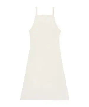 COURREGES Sleeveless A-line Mini Dress With Embroidered Logo - Light Bone