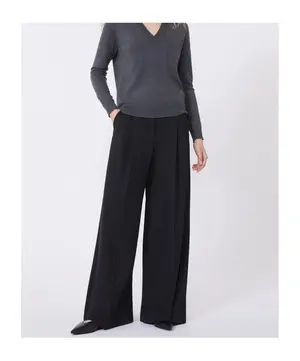 Max Mara High-waisted Wide-leg Pleated Trousers - Black