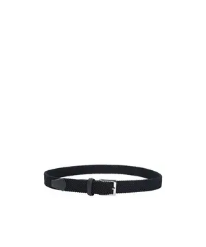 Kiton Elastic Leather Belt - Black