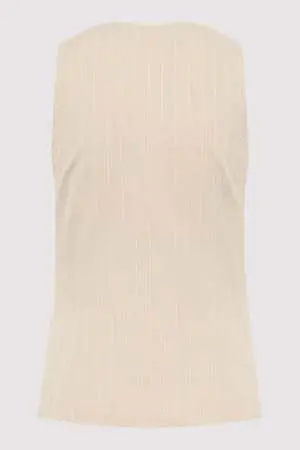 ST. AGNI Sleeveless V-neck Button Vest - Latte