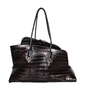 Attico Double-handle Croc Effect Handbag - Black