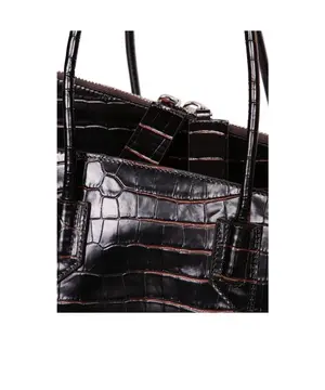 Attico Double-handle Croc Effect Handbag - Black