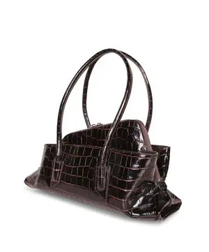 Attico Croc Effect Double Handle Handbag