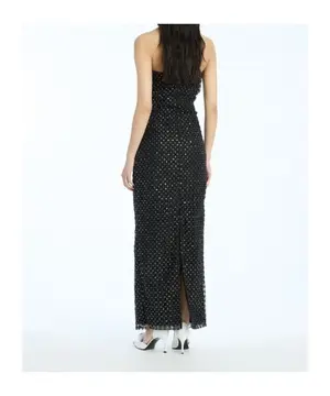 ROTATE BY BIRGER CHRISTENSEN Beaded Maxi Tube Dress - Black