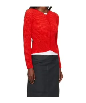 Issey Miyake Textured Knit Button-down Cardigan - Red