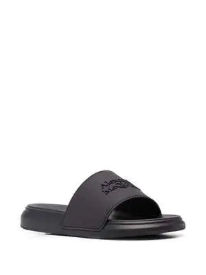 Alexander McQueen Embossed Logo Slides - Black