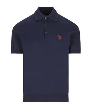 Brunello Cucinelli Lightweight Knitted Polo Shirt - Blue