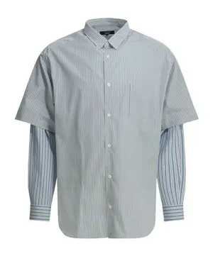 Comme Des Garçons Homme Striped Buttoned Shirt - Light Blue