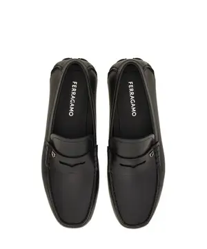 FERRAGAMO Penny Driver Loafers - Black