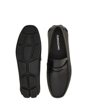 FERRAGAMO Penny Driver Loafers - Black