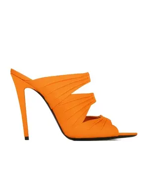 Saint Laurent Emilie Embellished Mules - Orange