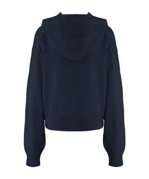 ALLUDE Zip-up Hooded Sweater - Black