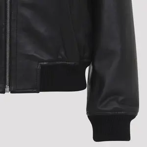 YVES SALOMON Long Sleeve Zip-up Leather Jacket - Black