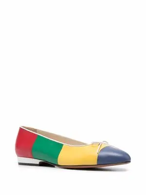 FERRAGAMO Curiosa Color Block Leather Ballerinas