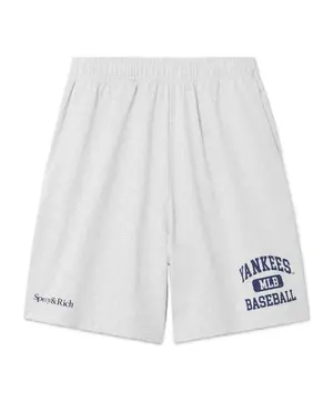 SPORTY  RICH Sporty & Rich Mlb Baseball Printed Athletic Shorts - Grey