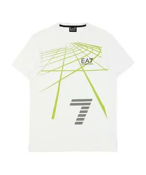 EA7 Logo Printed T-shirt With Round Neck - White