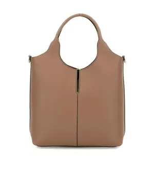 TOD'S Logo Engraved Small Shopper Bag - Brown