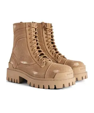 Balenciaga Combat Strike Lace-up Boots - Brown
