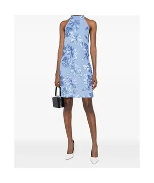 ROTATE BY BIRGER CHRISTENSEN Floral Embroidery High Neck Mini Dress