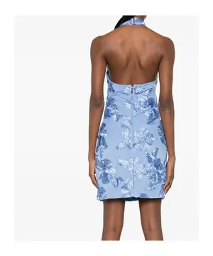 ROTATE BY BIRGER CHRISTENSEN Floral Embroidery High Neck Mini Dress