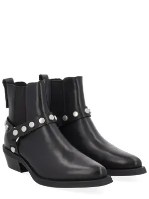 Ash Pointed Toe Chunky Heel Ankle Boots