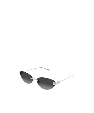 Balenciaga Oval Frame Rimless Sunglasses - Silver