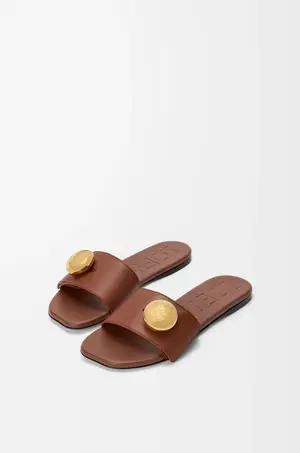Loewe Logo Plaque Slides - Brown